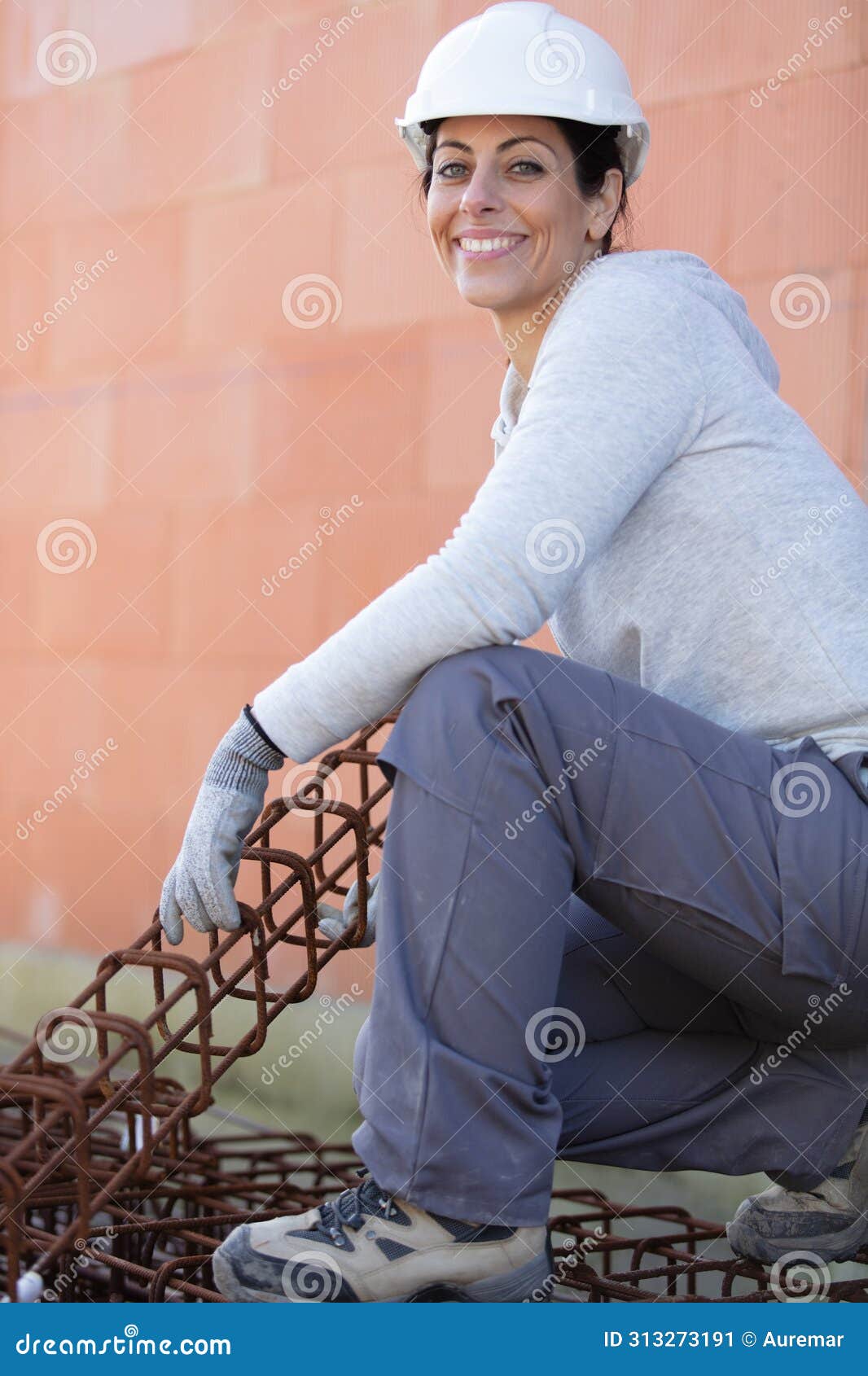 Female Builder Setting Foundations on Site Stock Image - Image of cage ...