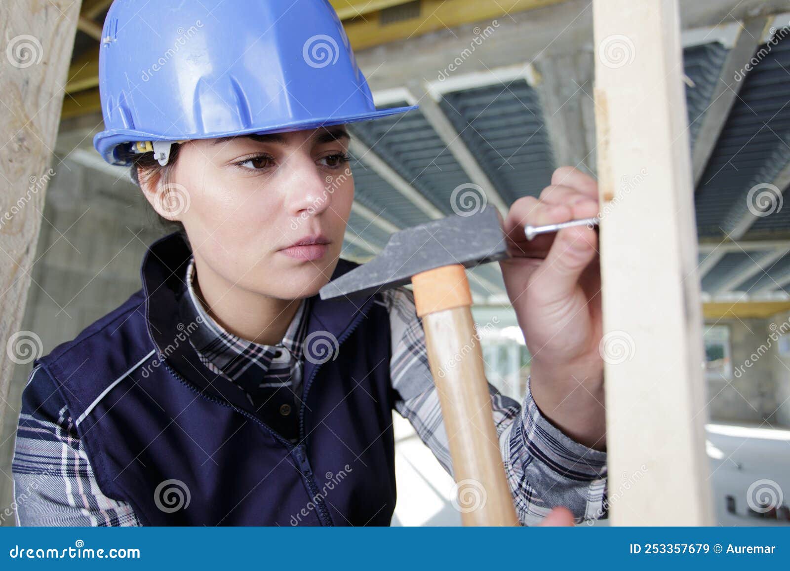 Female Builder on Traditional Construction Stock Image - Image of ...