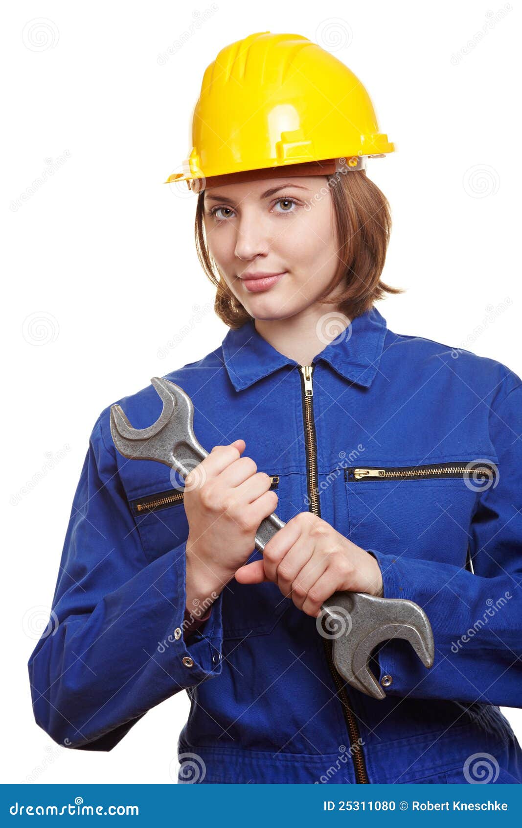 Female builder with wrench stock photo. Image of laborer - 25311080
