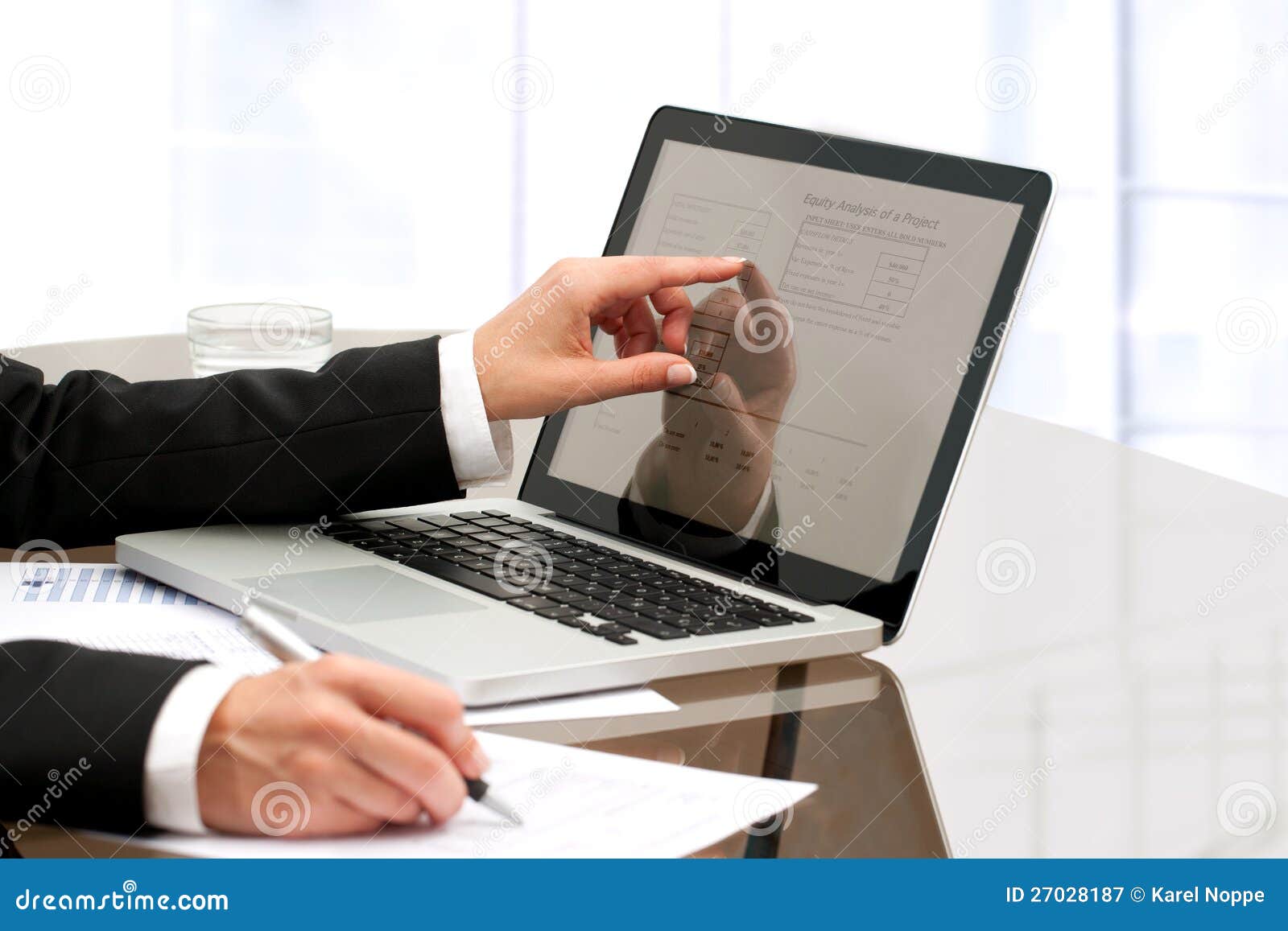 Female Business Hands Working on Table. Stock Image - Image of hand ...
