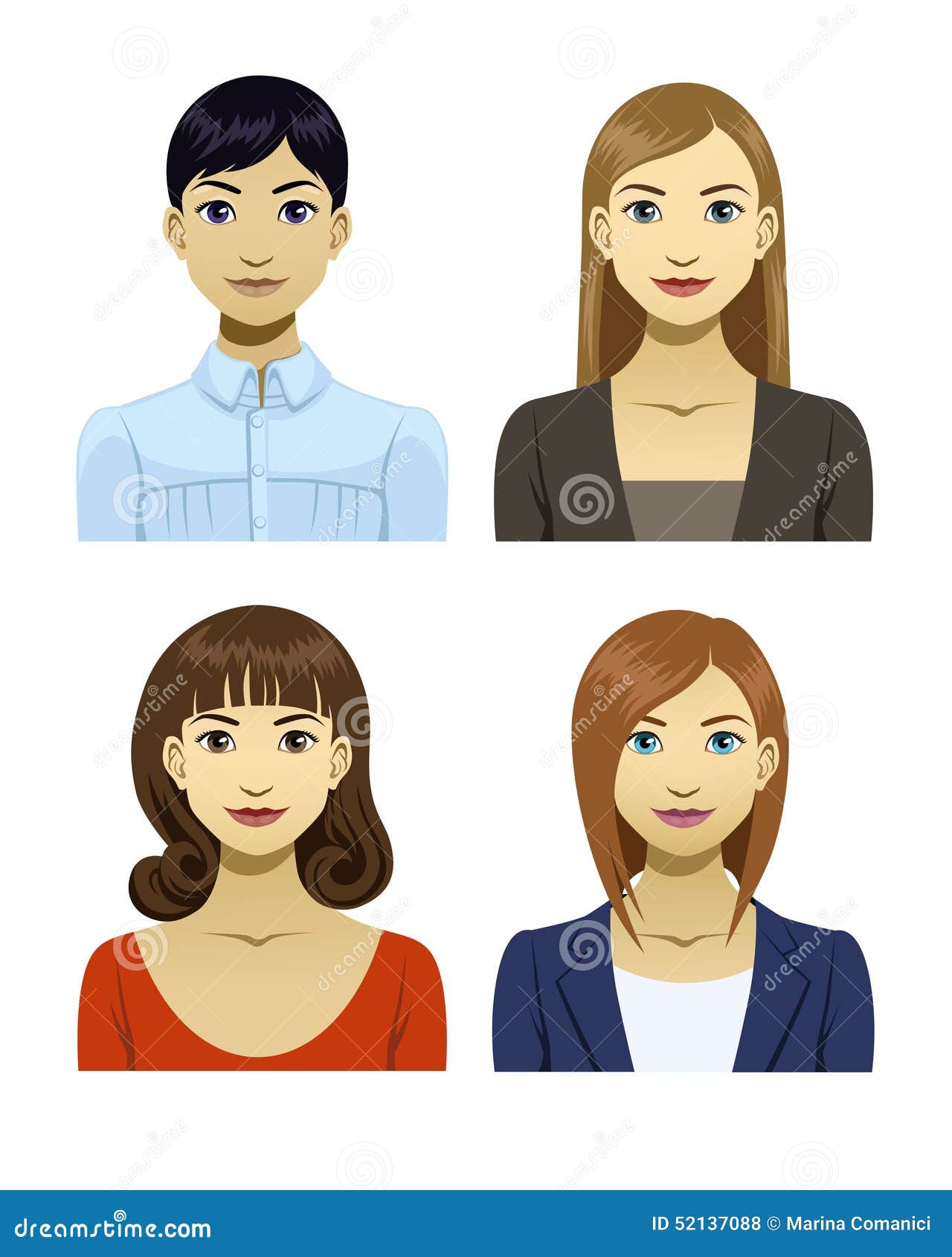 Female business icons stock illustration. Illustration of face - 52137088