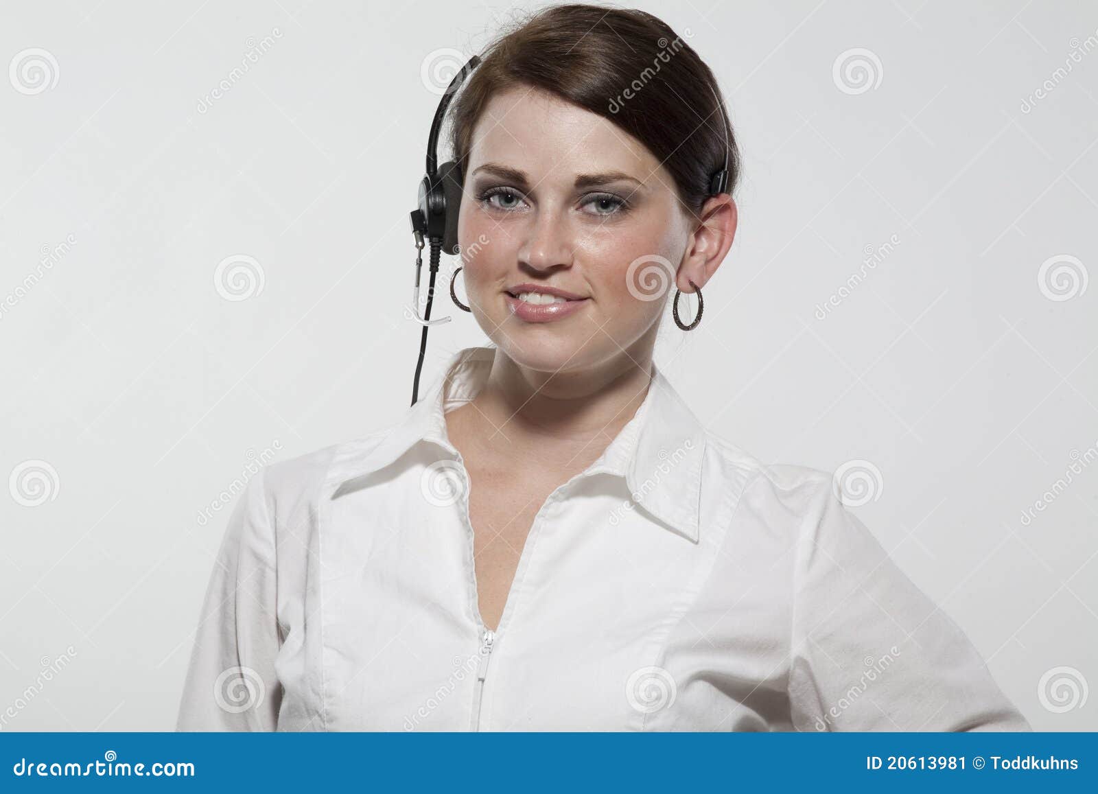 Female Business Professional Wearing a Headset Stock Image - Image of ...
