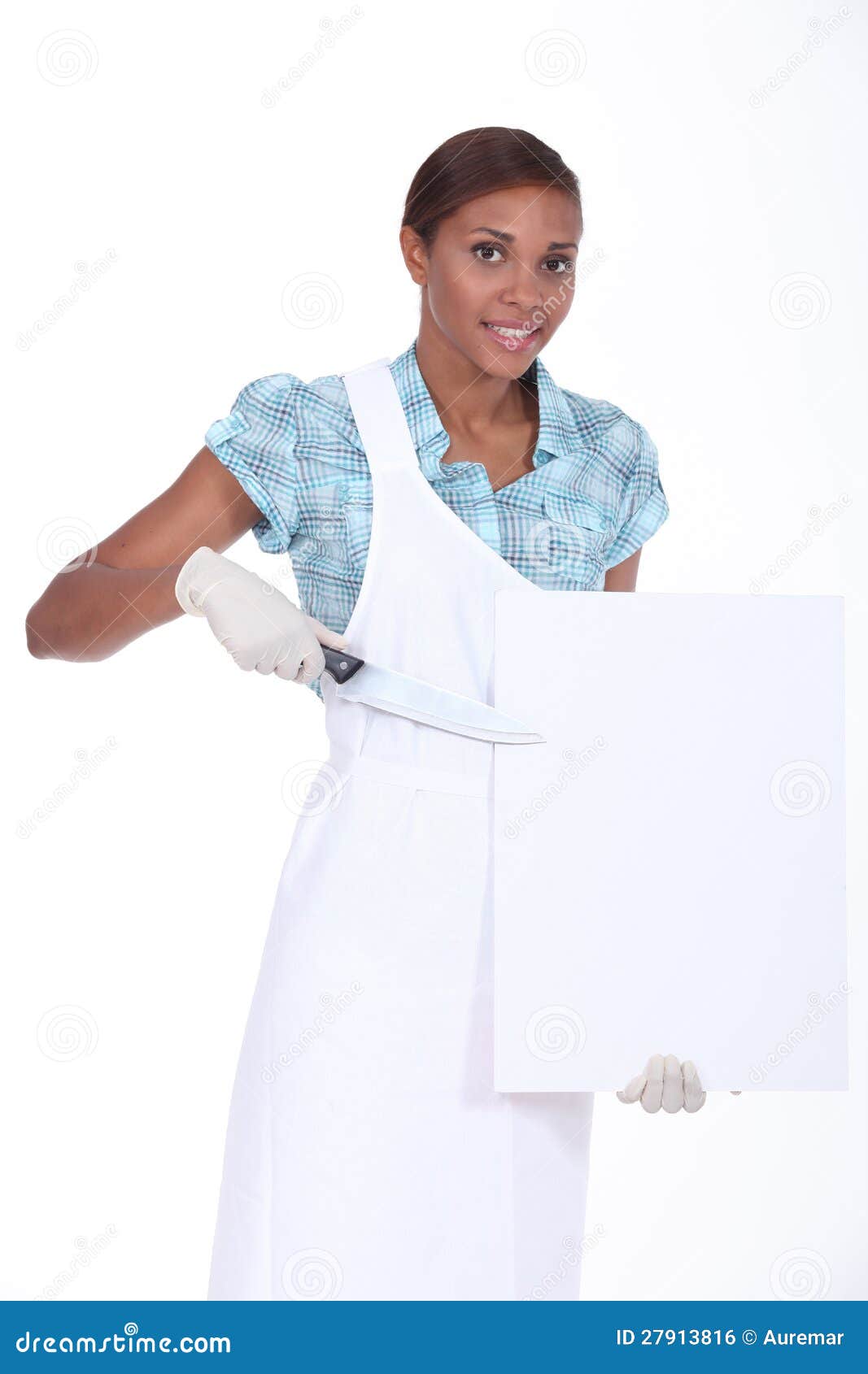 Female butcher stock photo. Image of metal, utensil, cover - 27913816