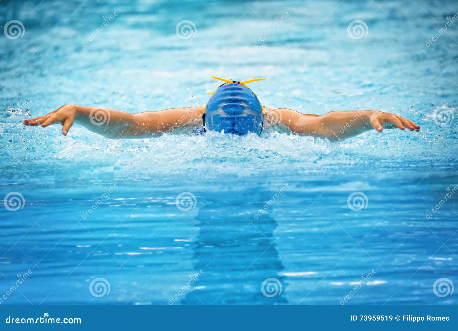 Female Butterfly Swimmer Front View Stock Image - Image of girl, sports ...