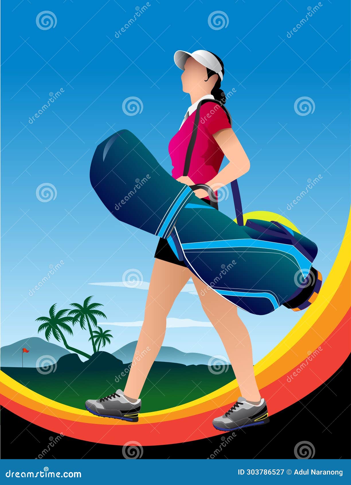 Female caddy stock vector. Illustration of sports, female - 303786527
