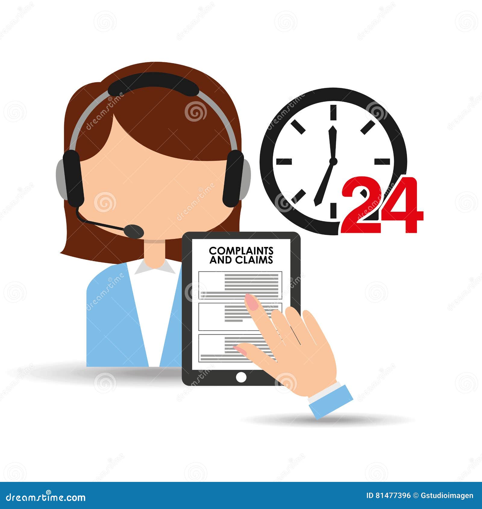 Female Call Center 24 Clock Service Complaints Claims Stock Vector ...