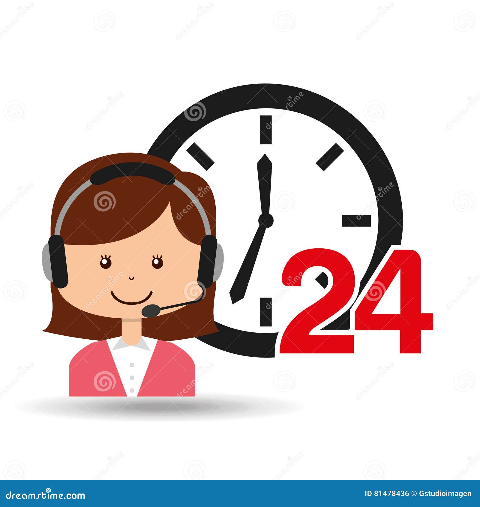 Female Call Center 24 Clock Service Stock Vector - Illustration of ...