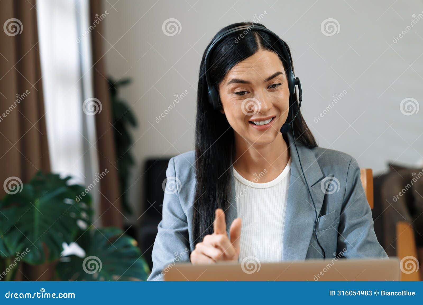 Female Call Center Operator or Customer Service Helpdesk Staff. Blithe Stock Image - Image of ...