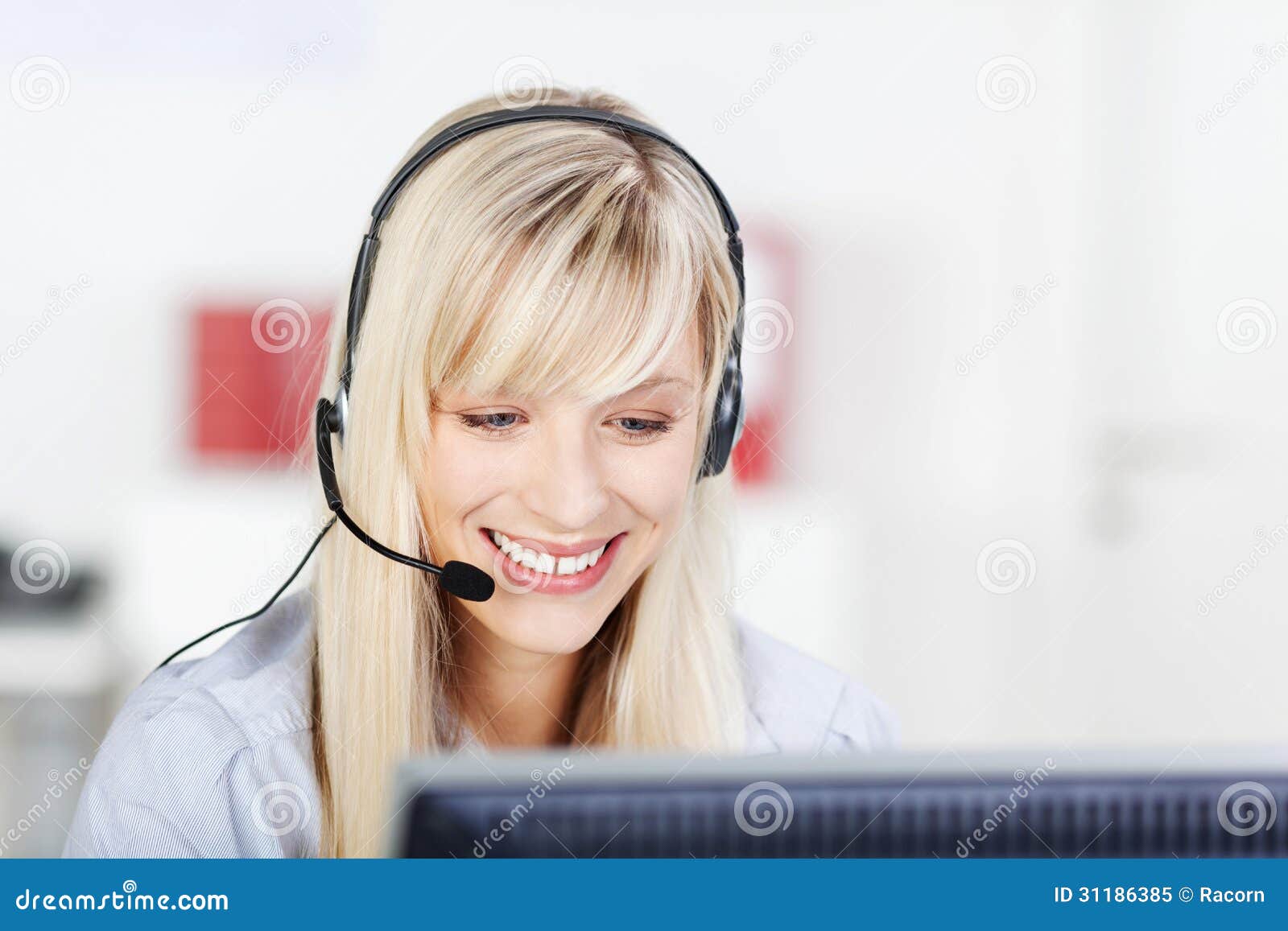 Female Call Center Operator Stock Image - Image of office ...