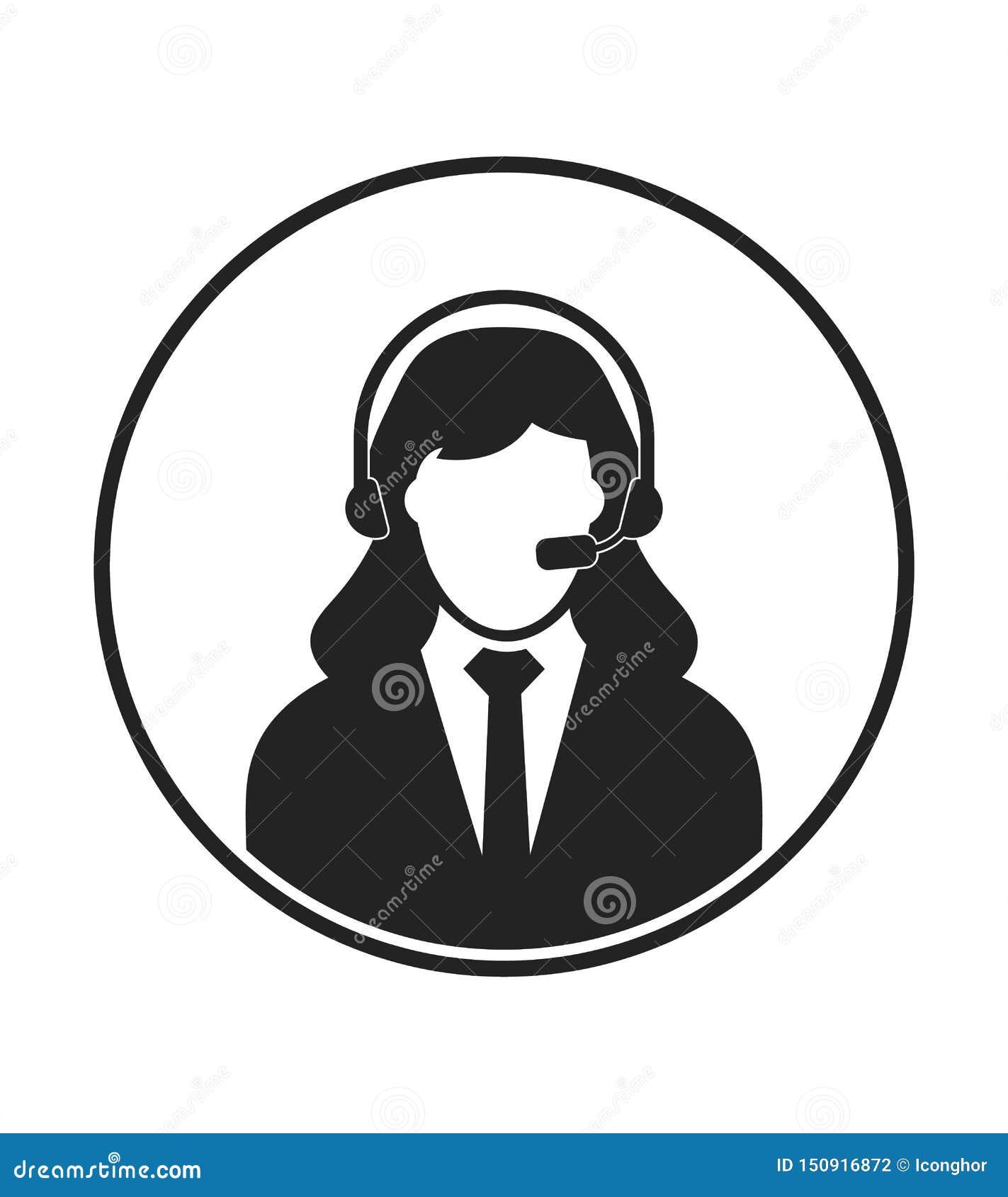 Female Call Center Operator Icon. Stock Vector - Illustration of icon ...