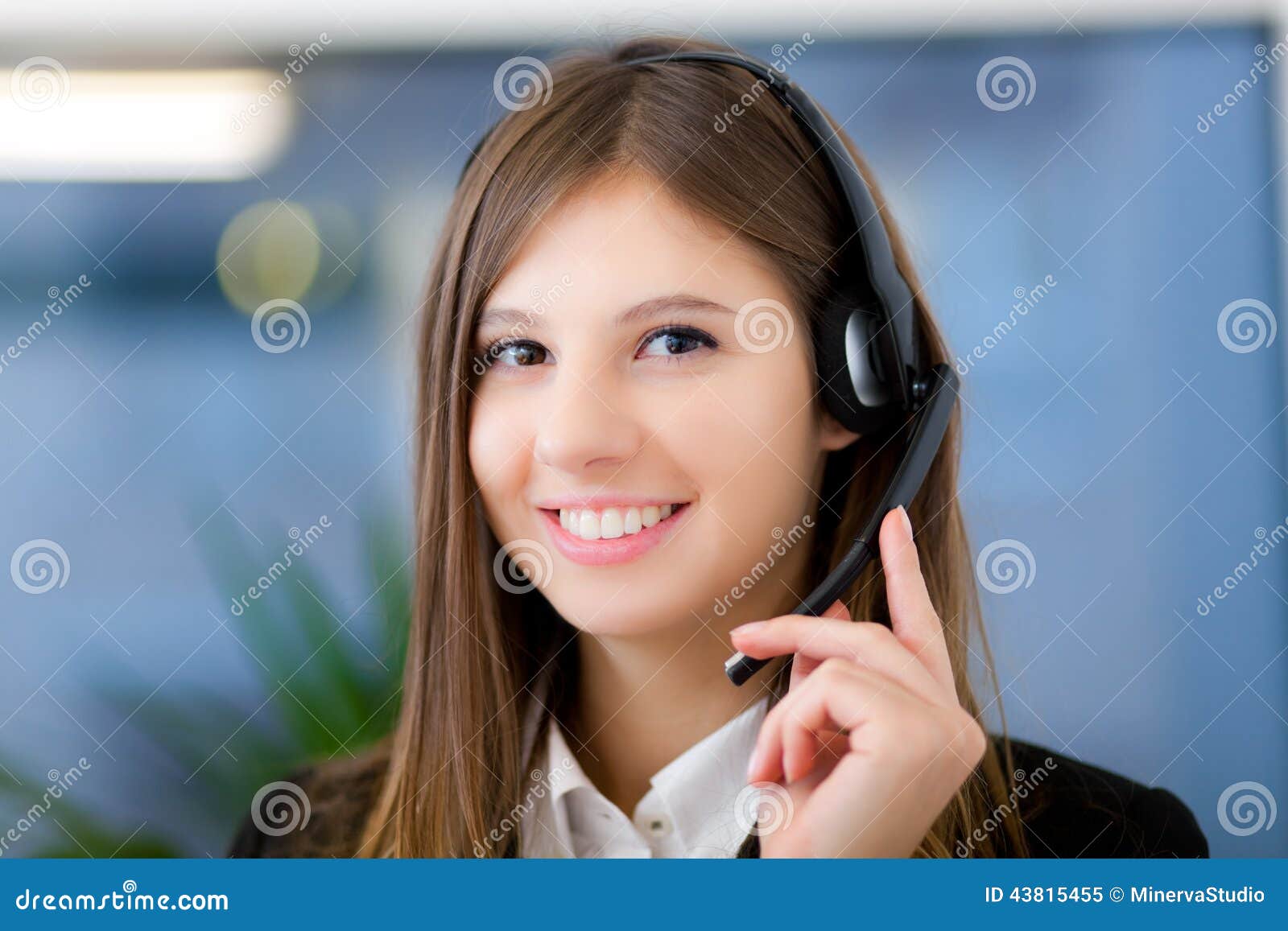 Female Call Center Operator at Work Stock Image - Image of support ...