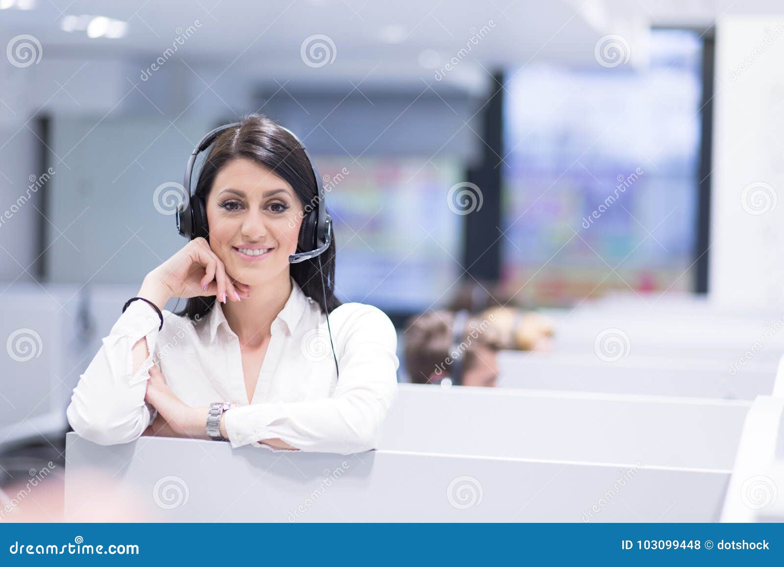 Female Call Centre Operator Doing Her Job Stock Photo - Image of people ...