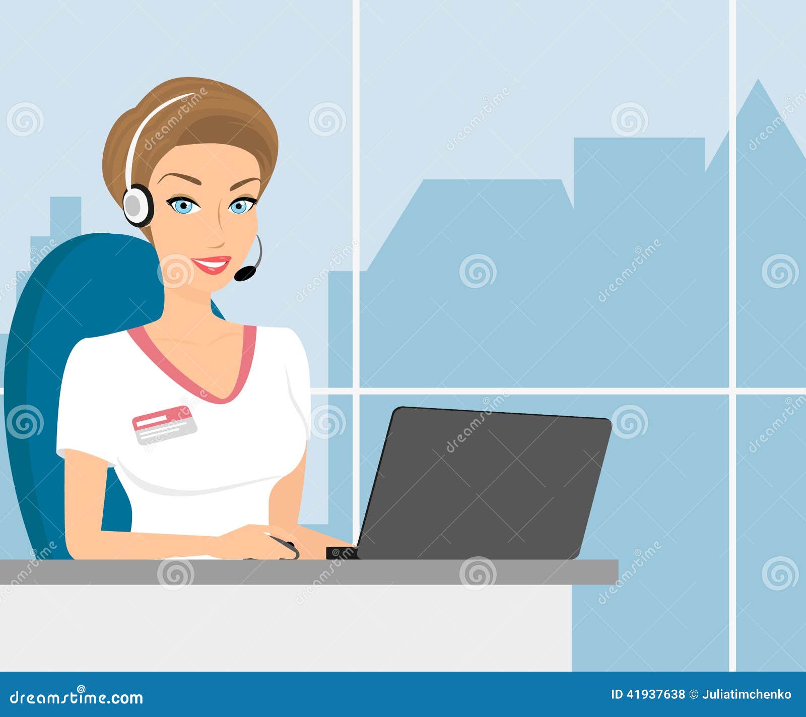 Female Call Centre Operator Stock Vector - Illustration of online ...