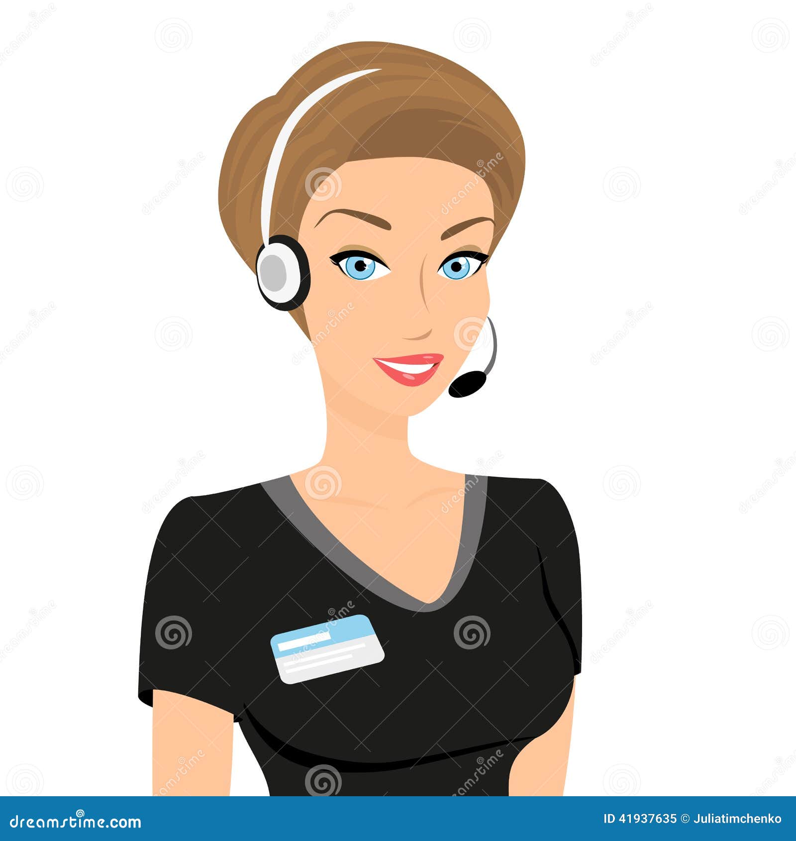 Female Call Centre Operator - Isolated Stock Vector - Illustration of ...