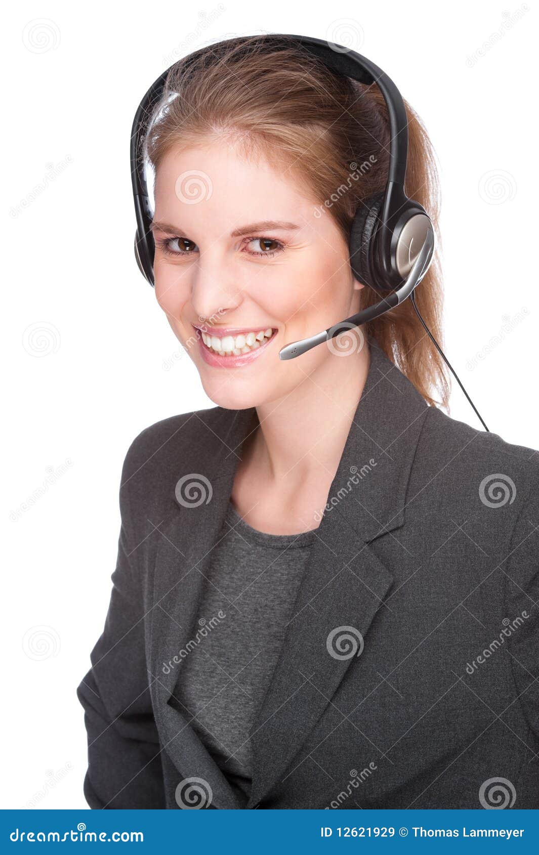 Female callcenter employee stock image. Image of isolated - 12621929