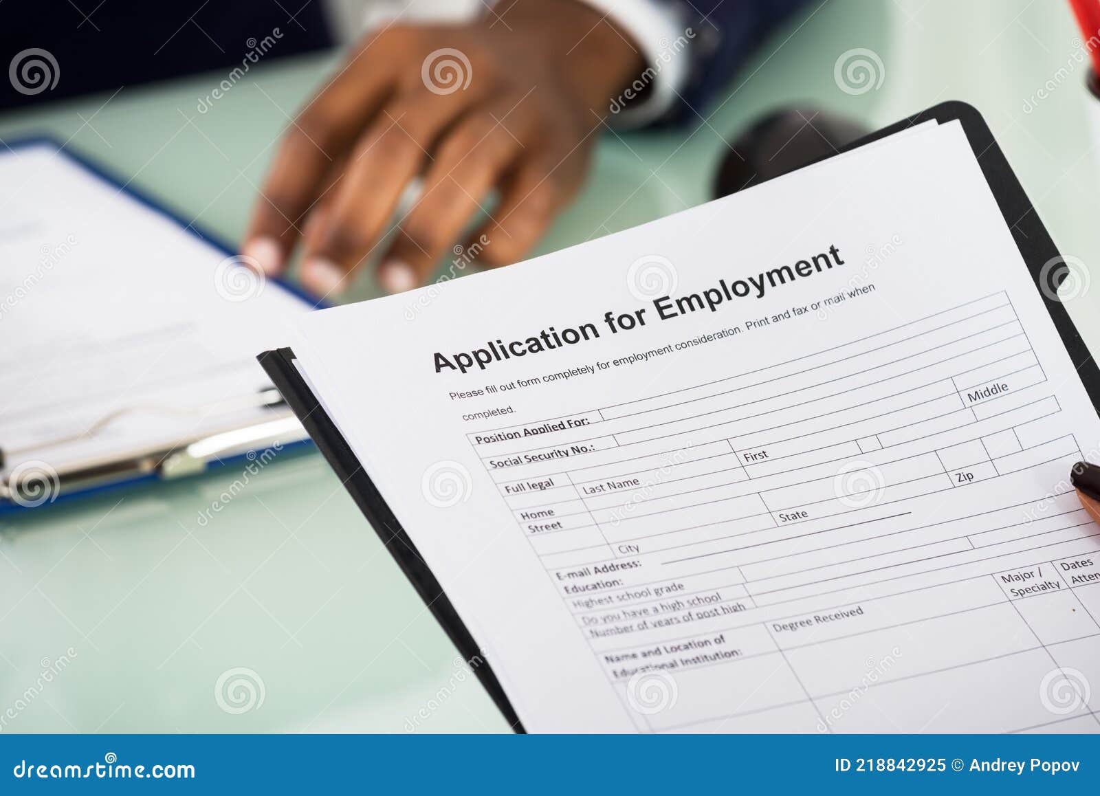 Female Candidate Holding Application Form Stock Image - Image of desk ...