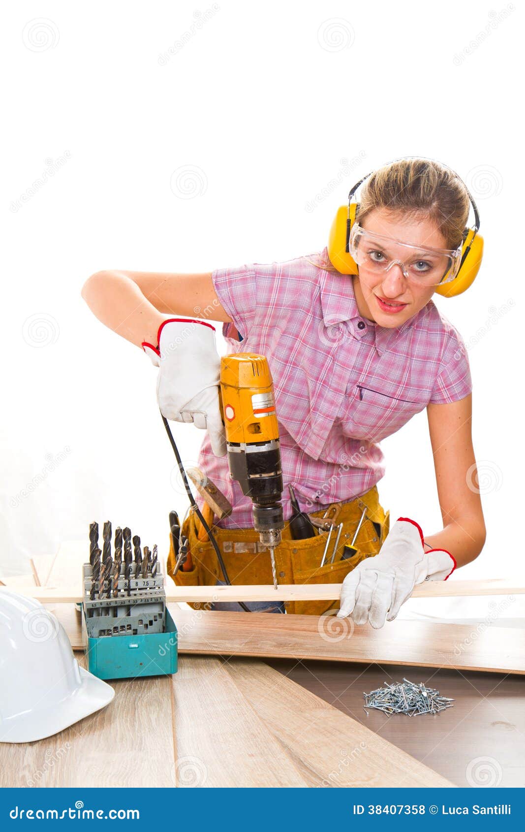 Female carpenter stock photo. Image of clothes, glass - 38407358