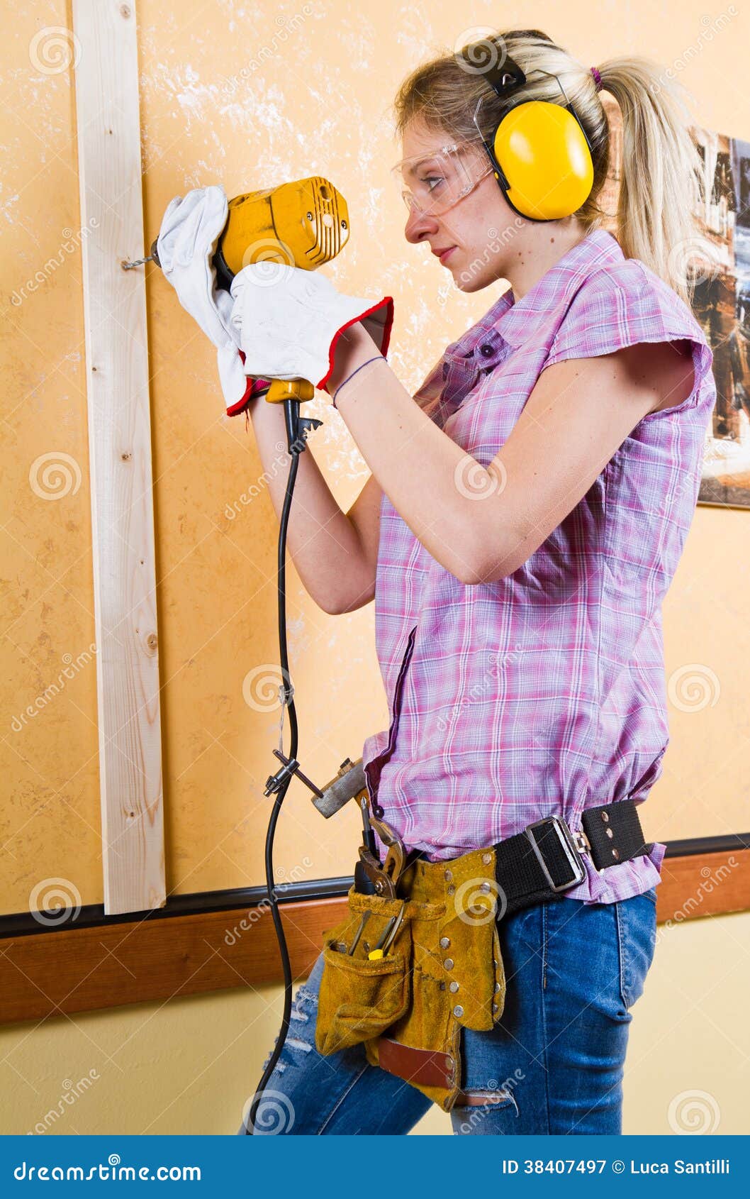 Female carpenter stock image. Image of furniture, occupation - 38407497