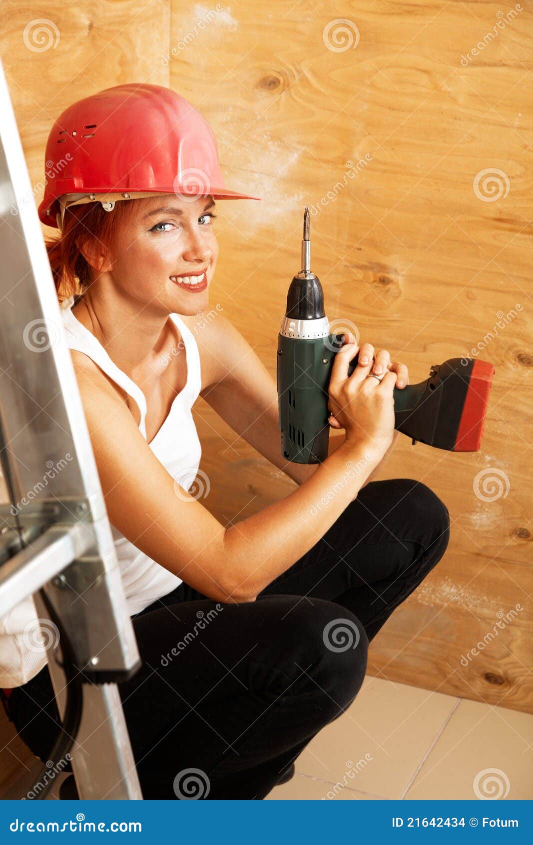 Female carpenter on duty stock photo. Image of improvemant - 21642434