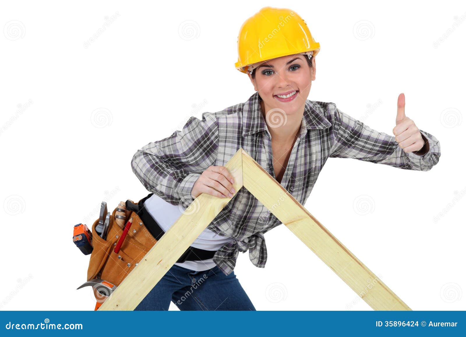 Female Carpenter With Truss Stock Images - Image: 35896424