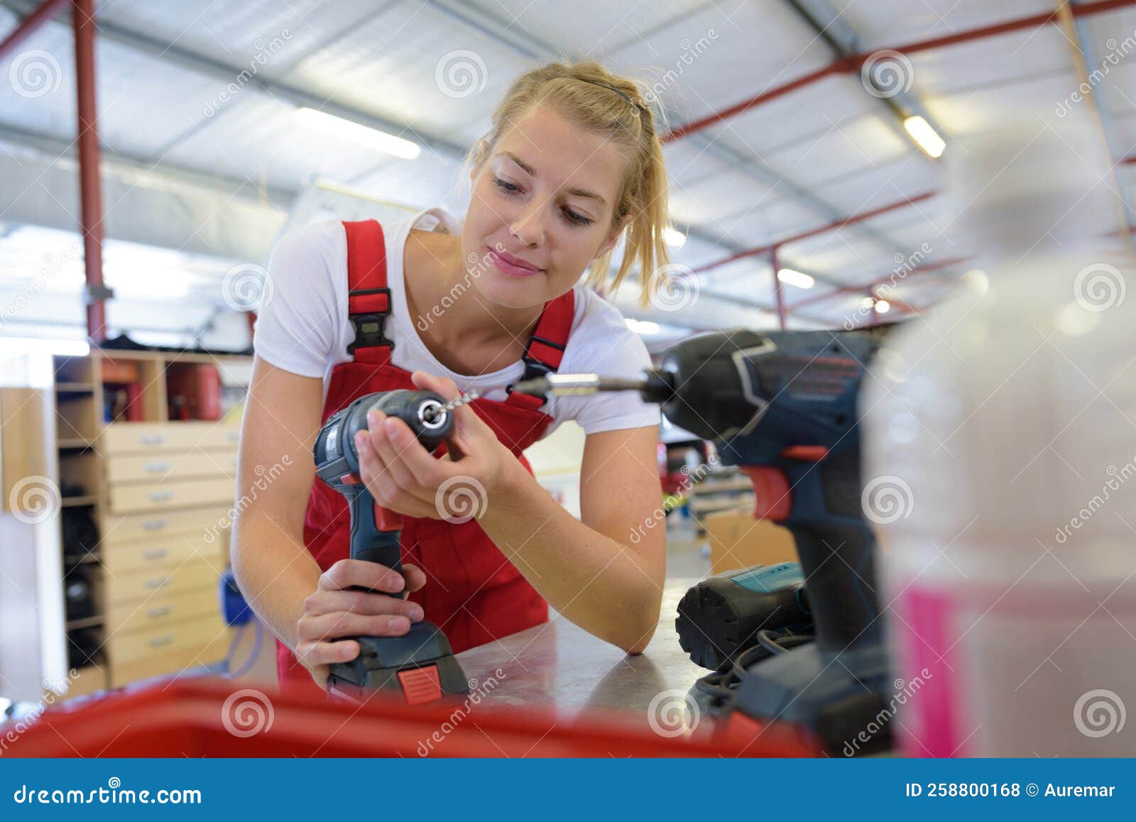 Female Carpenter Woodworking Stock Photo - Image of checking, helmet ...