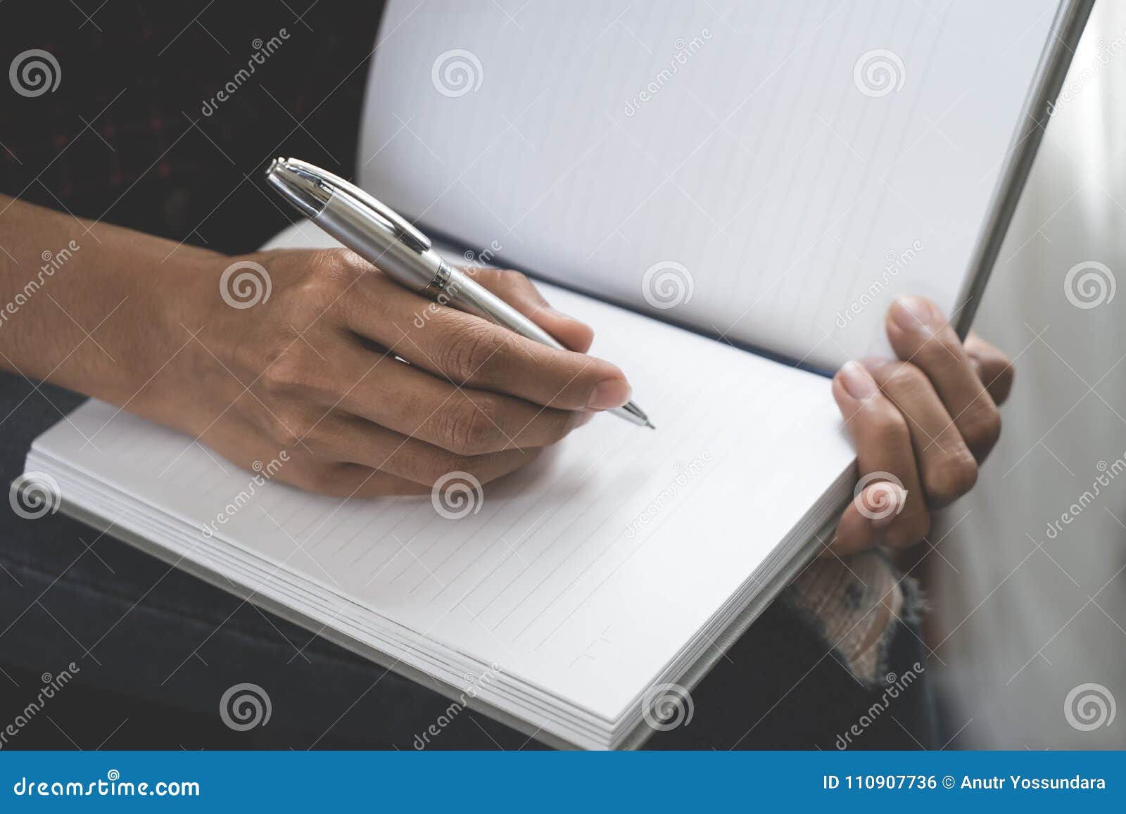 Female Casual Creative Designer Worker Writing Note on Notebook Stock ...
