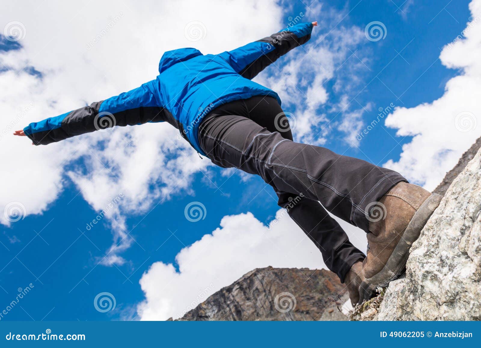 Female Catching Balance on Mountain Ridge Stock Image - Image of ...