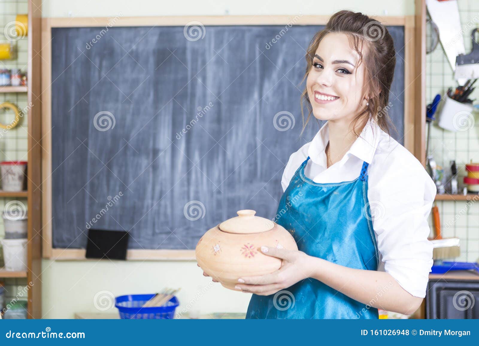 Female Ceramist in Workshop. during a Working Process Stock Photo ...