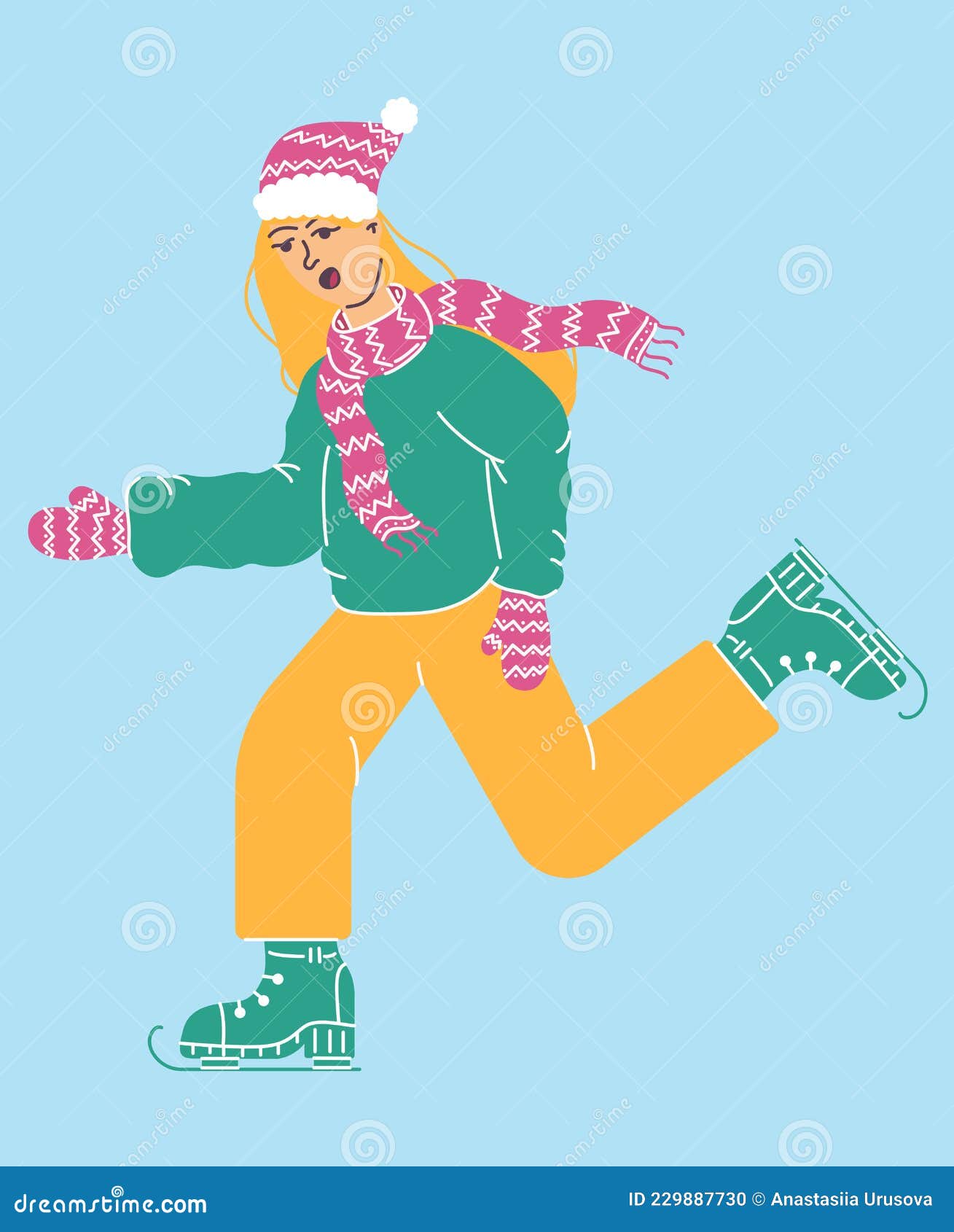 Simple Female Character in a Flat Style. Stock Vector - Illustration of ...