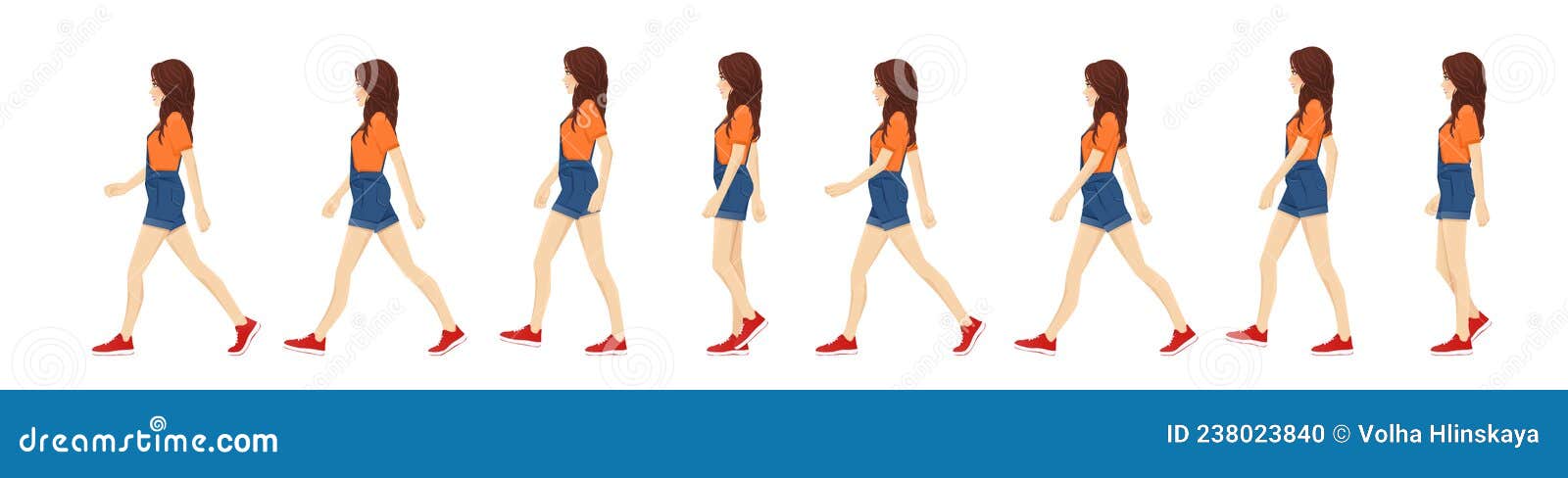 Walk Sequence Animation. Woman In Motion, Full Moving Cycle By Steps ... Walk Sequence Animation. Woman In Motion, Full Moving Cycle By Steps ...