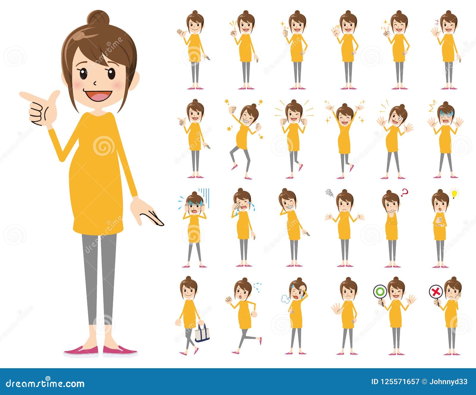 Female Charactor Set. Various Poses and Emotions. Stock Vector ...
