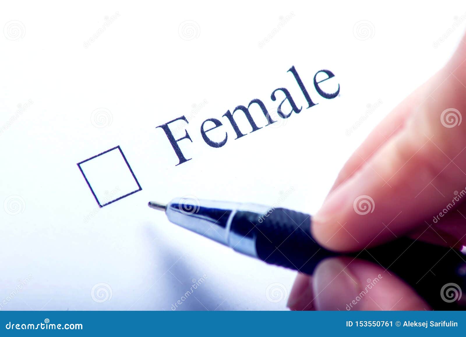 Female - Checkbox with a Cross on White Paper with Pen. Checklist ...