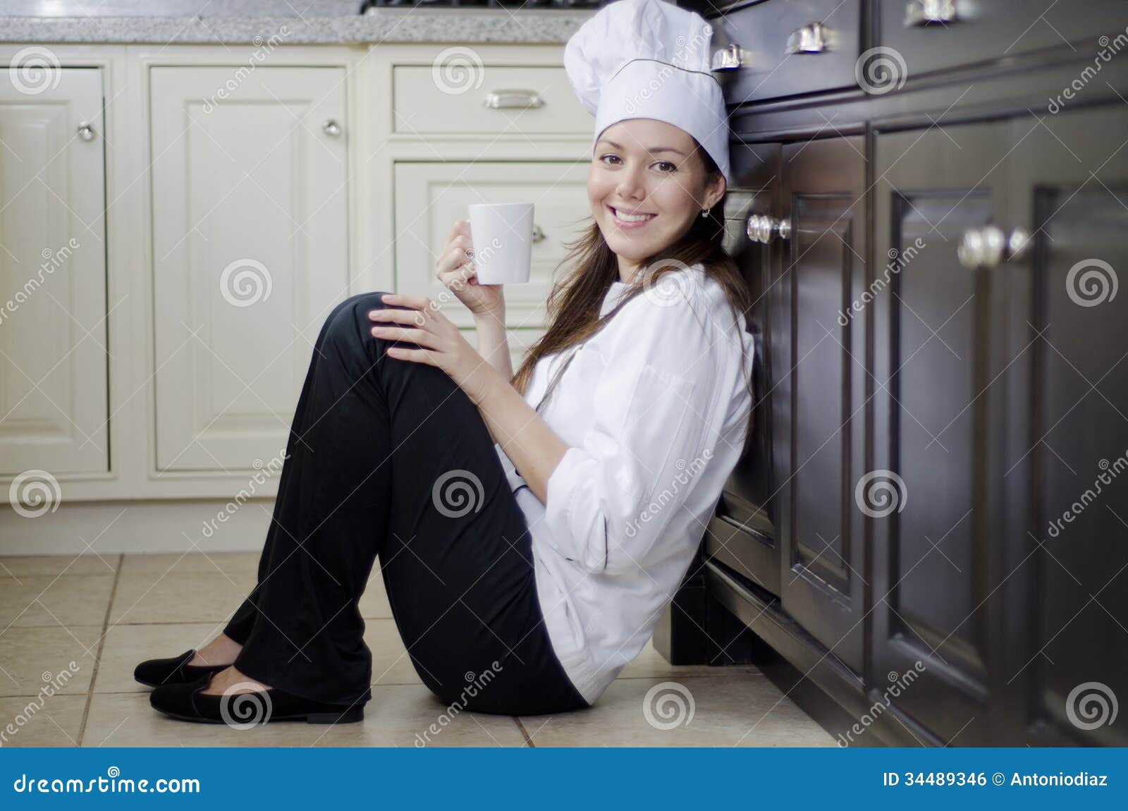 Female Chef On A Coffee Break Royalty Free Stock Image - Image: 34489346 Female Chef On A Coffee Break Royalty Free Stock Image - Image: 34489346