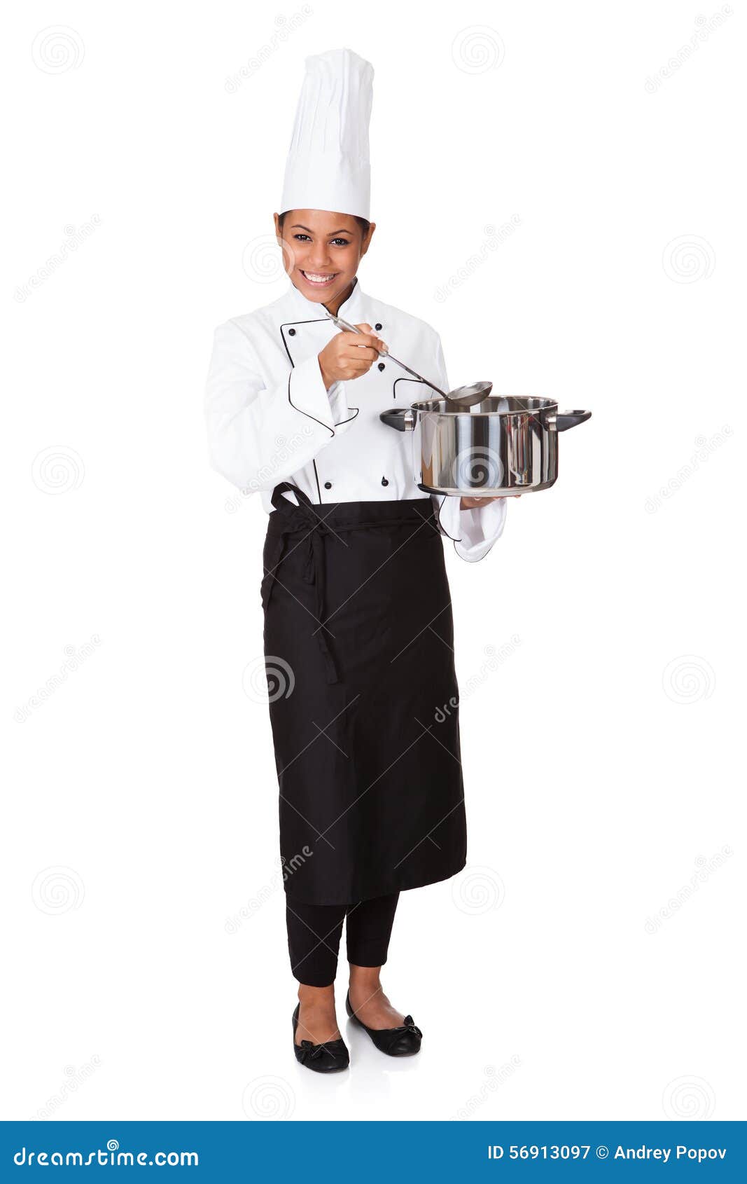Female Chef with Cooking Pot in Hand Stock Image - Image of occupation ...