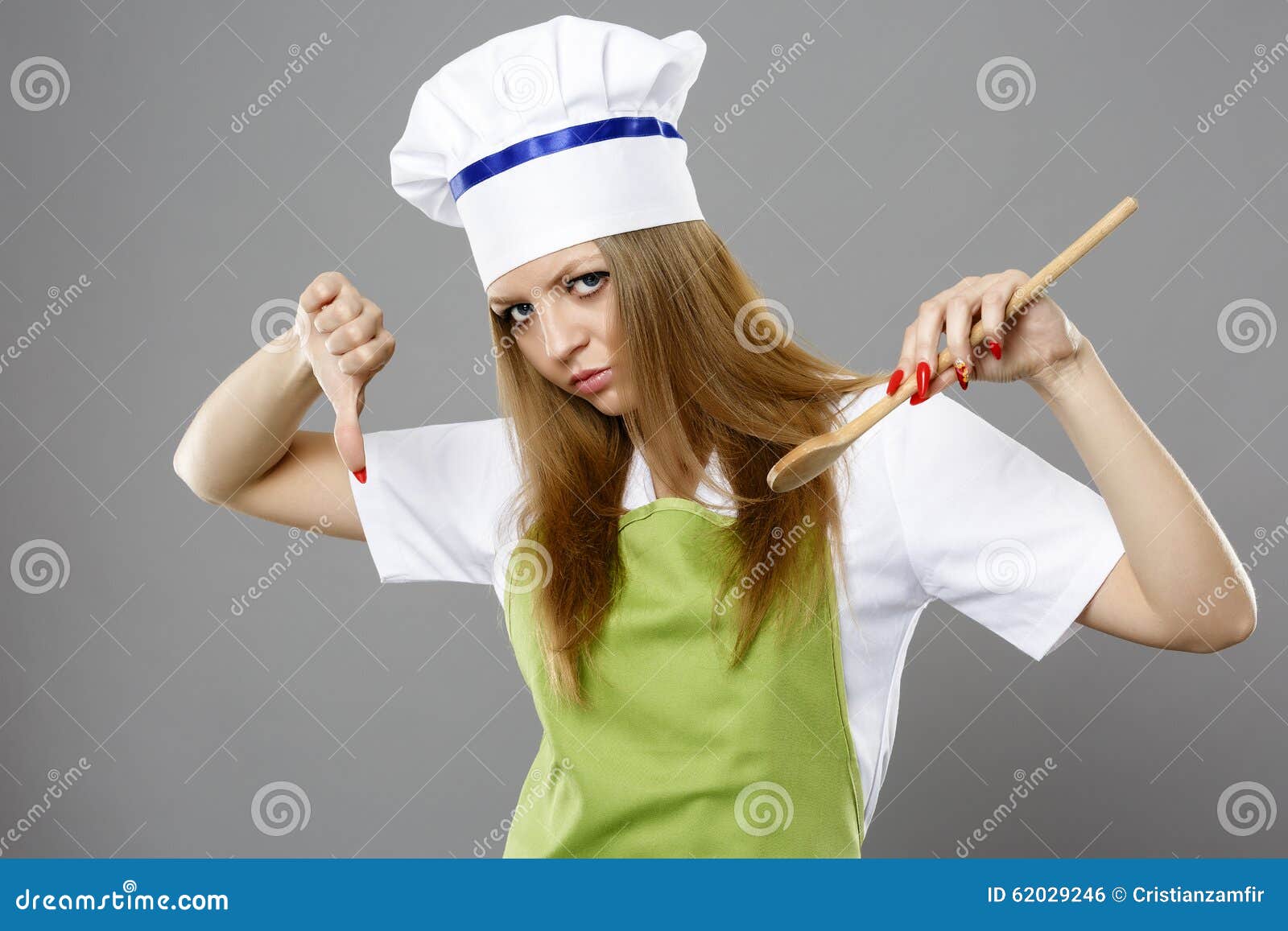 Female Chef in Different Poses Isolated on Gray Stock Photo - Image of ...