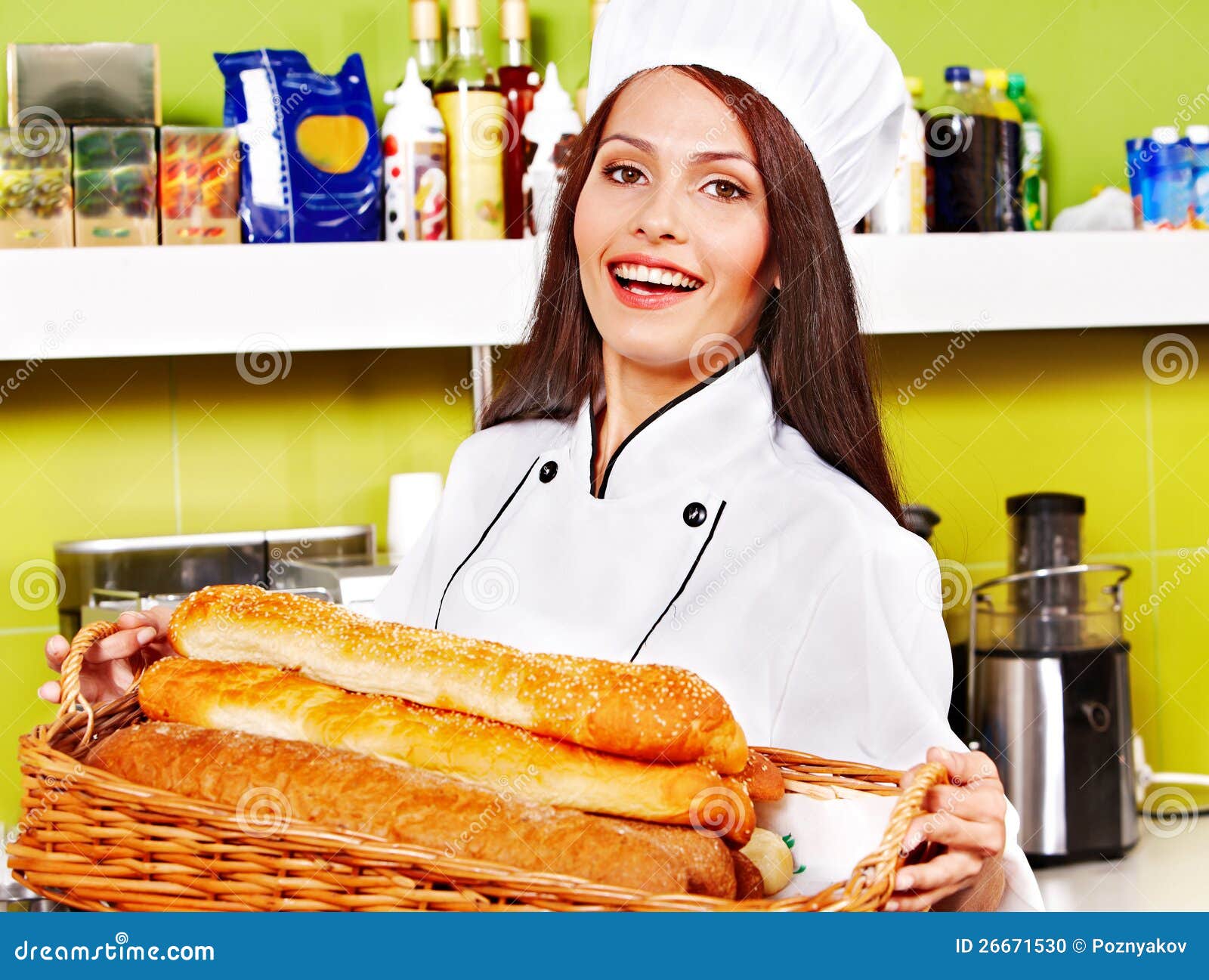 Female chef holding food. stock photo. Image of baked - 26671530