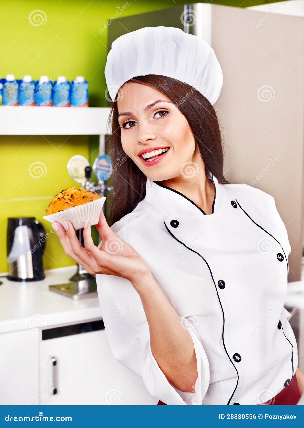 Female chef holding food. stock photo. Image of luncheonette - 28880556