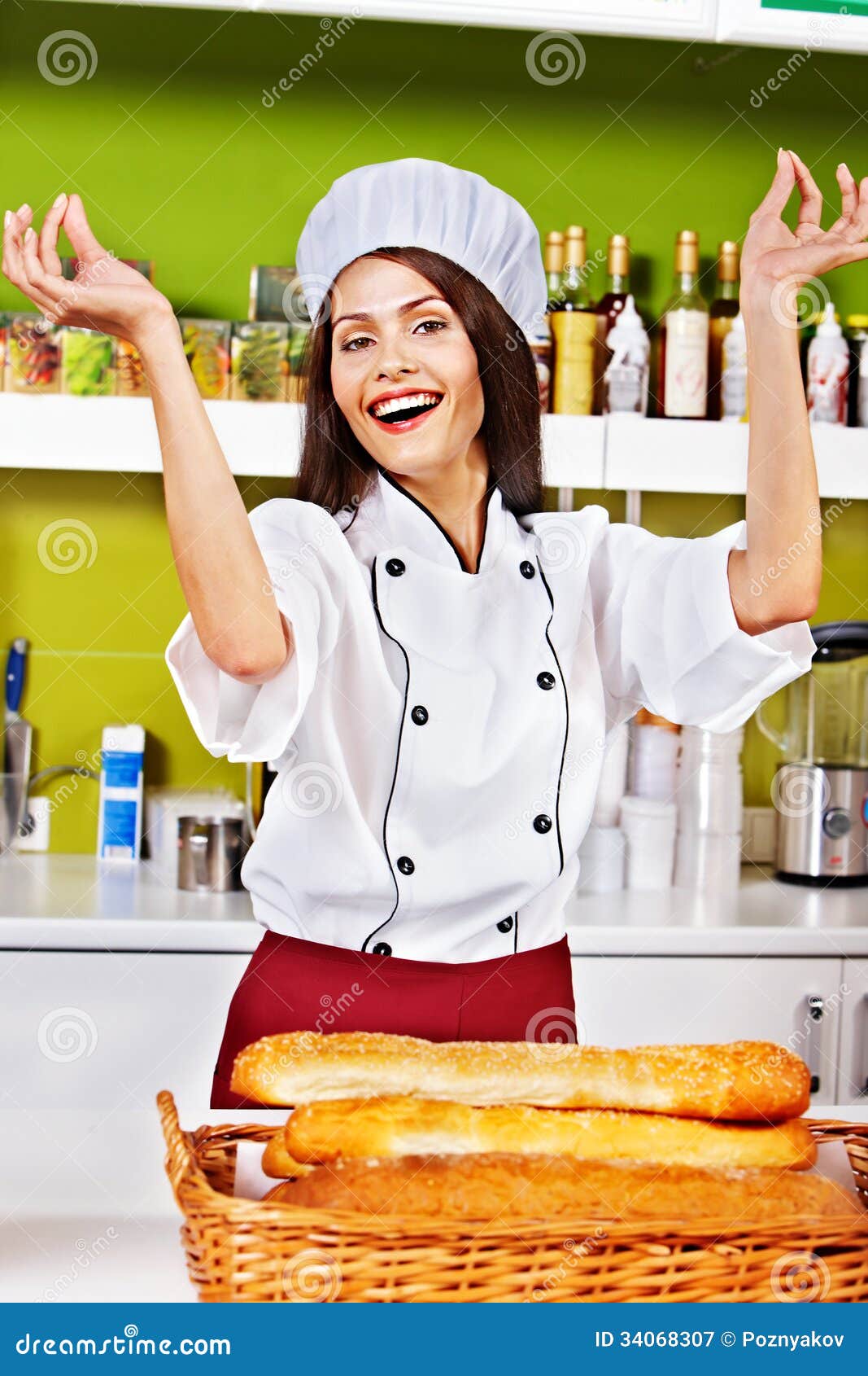 Female chef holding food. stock image. Image of buying - 34068307