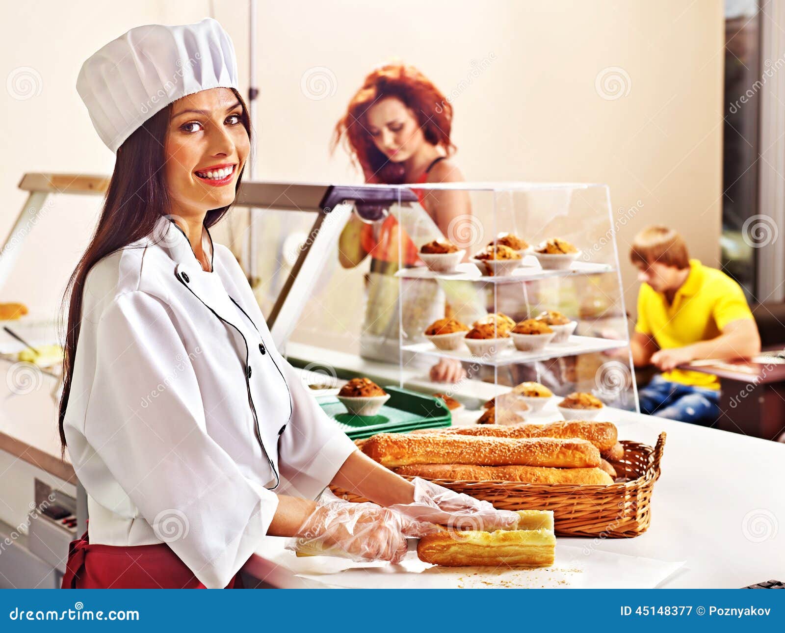 Female chef holding food. stock image. Image of female - 45148377