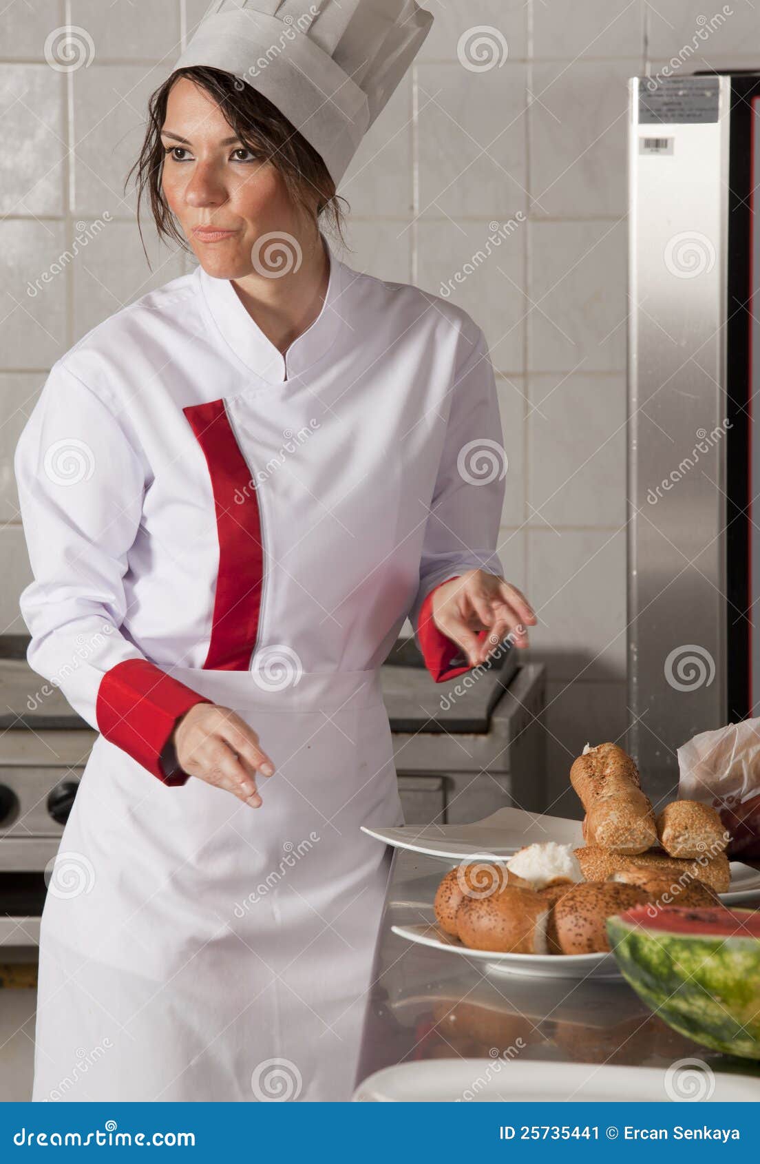 Female chef in kitchen stock image. Image of dish, restaurant - 25735441