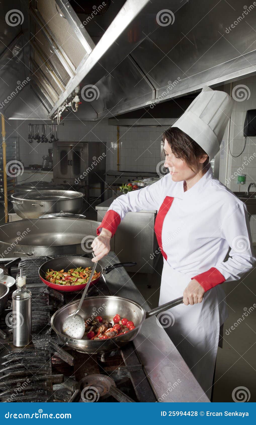 Female chef in kitchen stock photo. Image of happiness - 25994428
