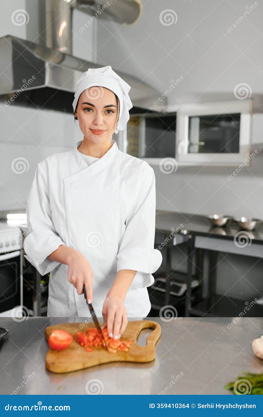 Female Chef in Kitchen. Cooking Concept Stock Photo - Image of uniform ...