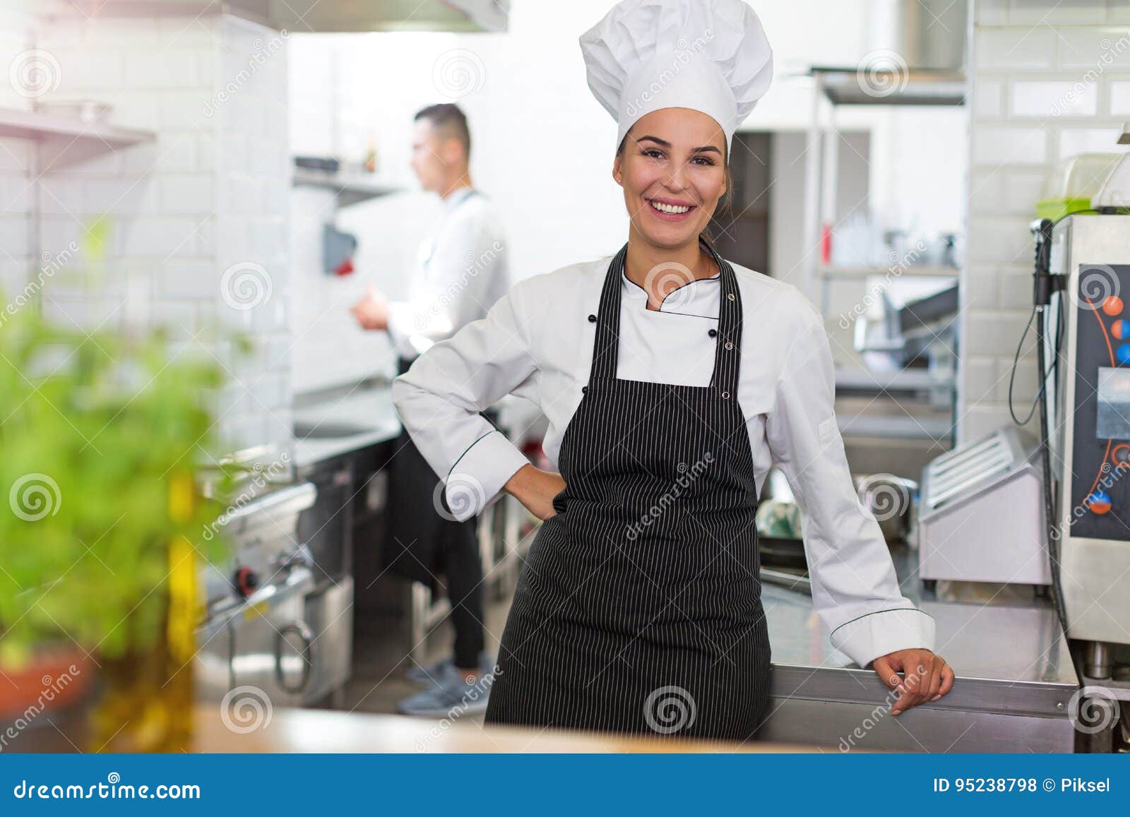 Female chef in kitchen stock photo. Image of female, hotel - 95238798