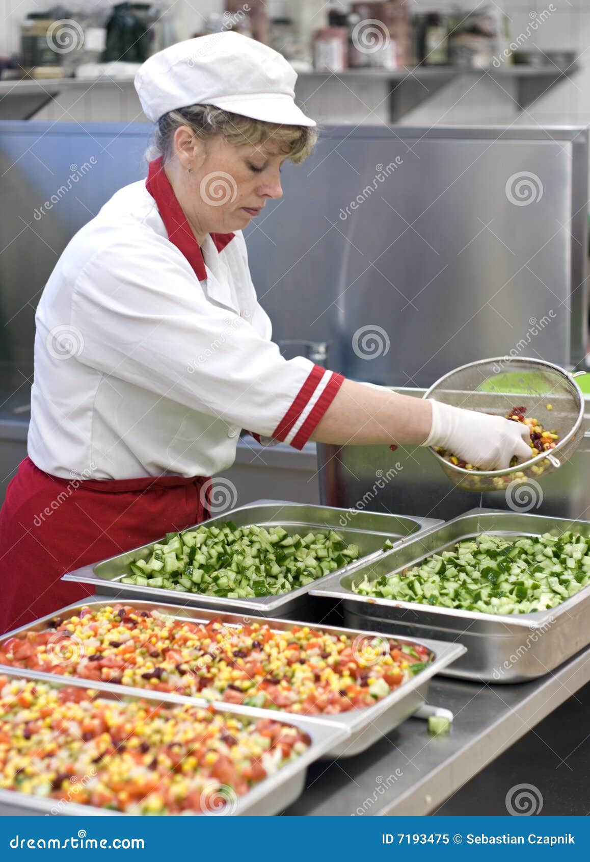 Female chef making salad stock image. Image of chef, salad - 7193475