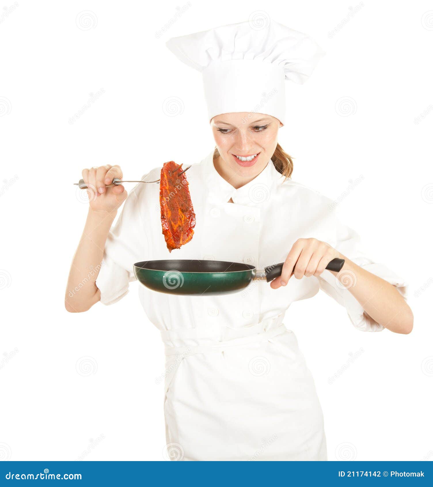 Female chef with meat stock photo. Image of studio, prepare - 21174142