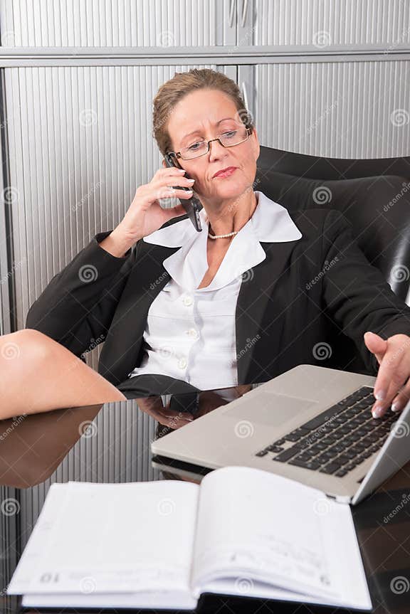 Female Chef in the Office on the Phone Stock Photo - Image of phone ...