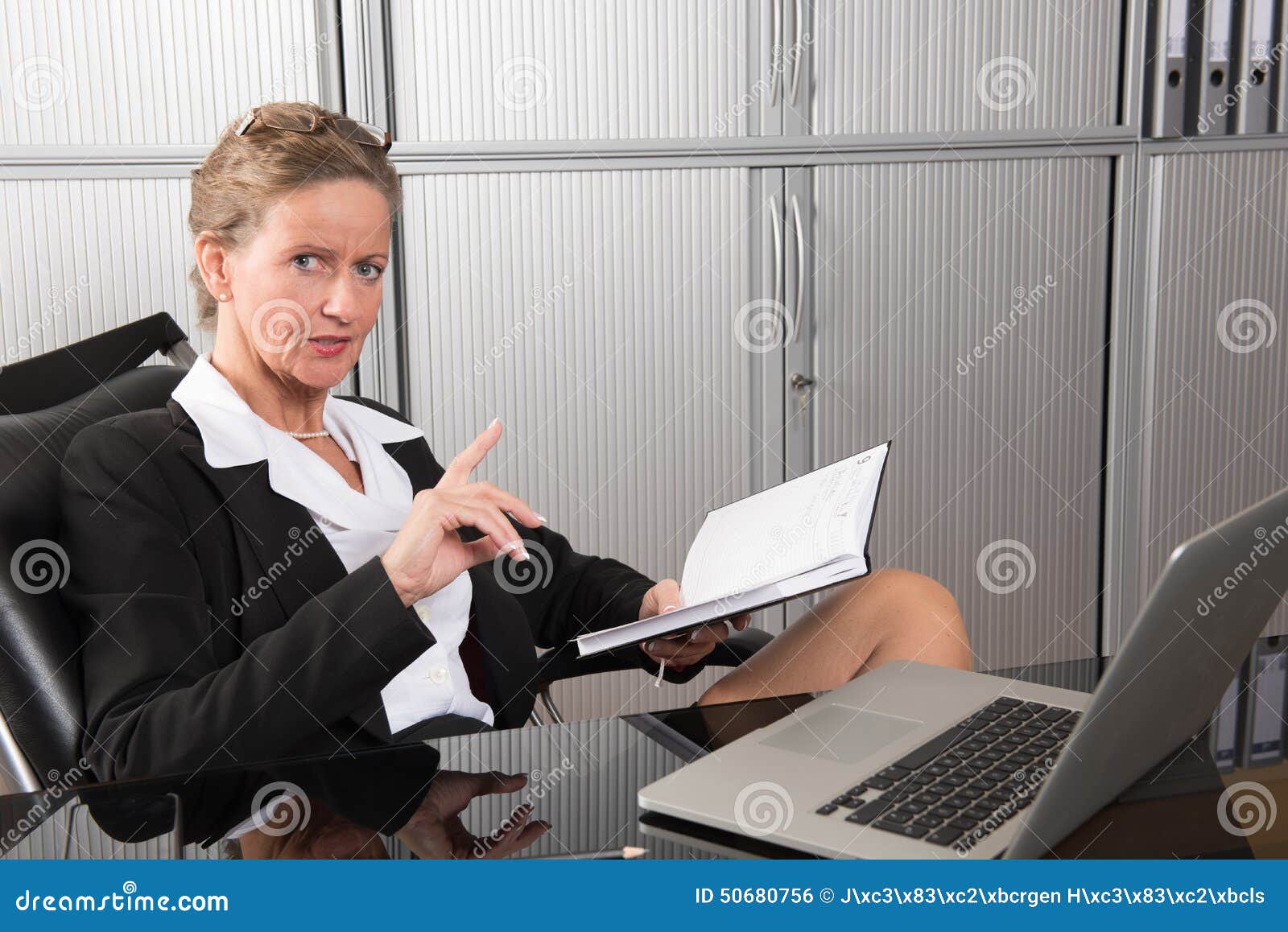 Female Chef in the Office Talking about Results Stock Photo - Image of ...