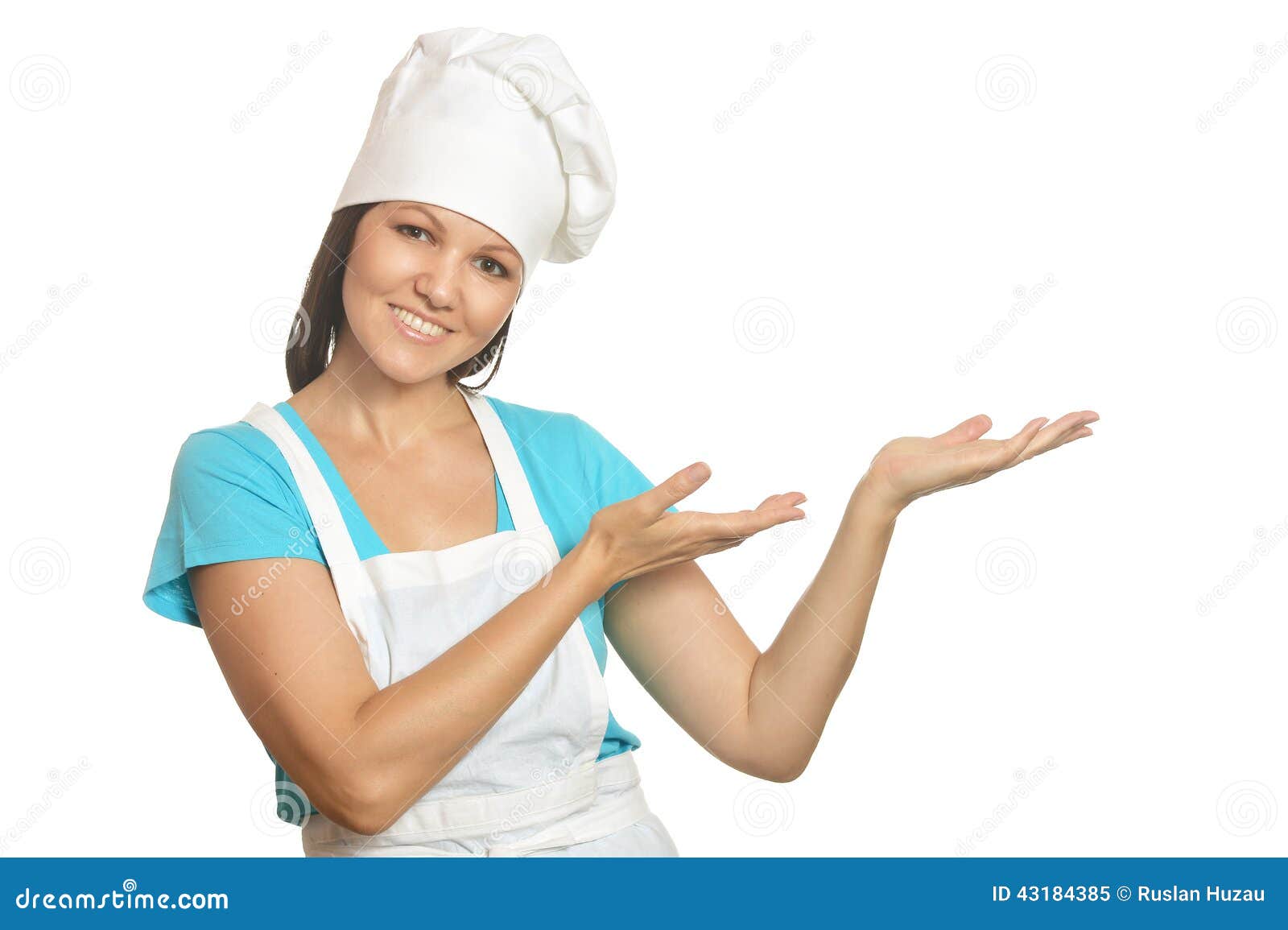 Female Chef Pointing at Copy Space Stock Image - Image of cuisine ...