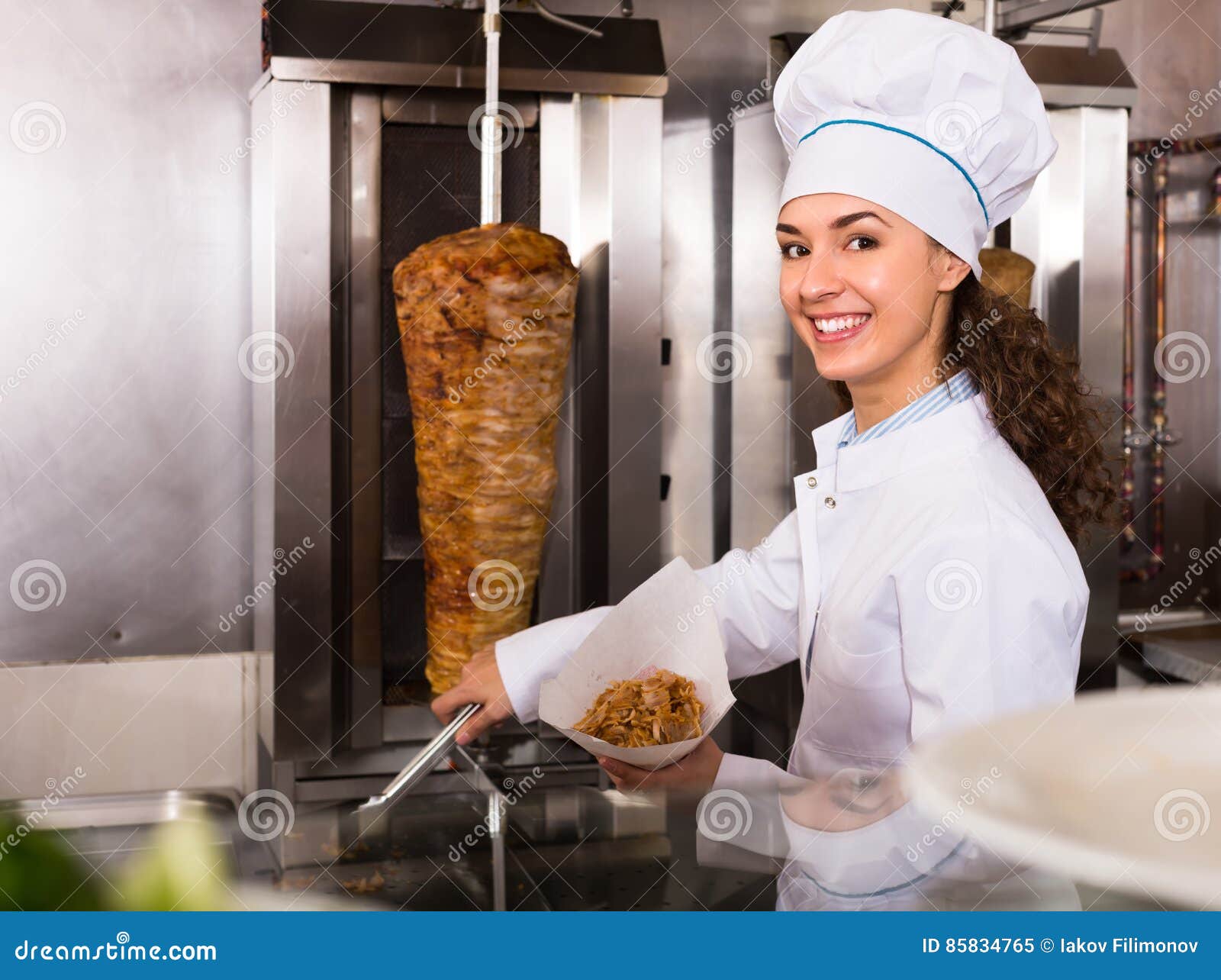 Female Chef Preparing Shawarma Stock Image - Image of apron, girl: 85834765