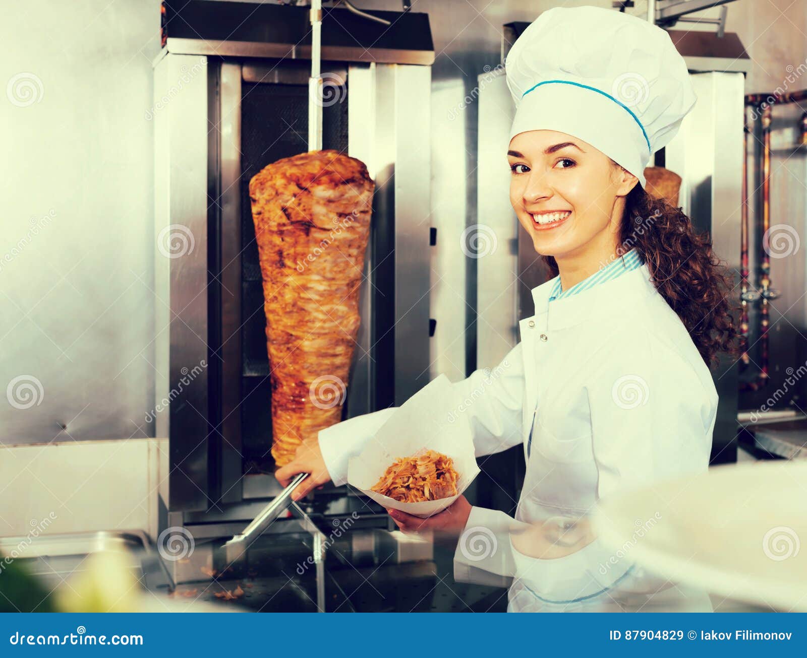 Female Chef Preparing Shawarma Stock Image - Image of apron, eating ...